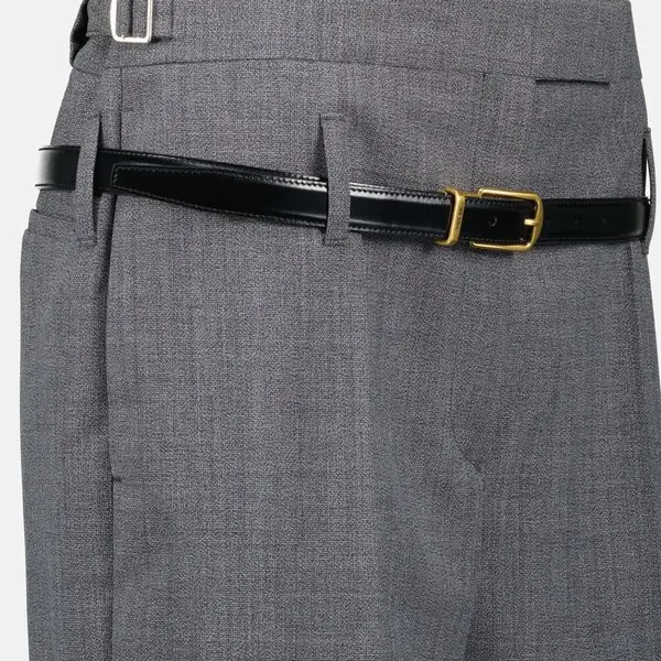 Prada Belted Blend Trousers - Slate Grey