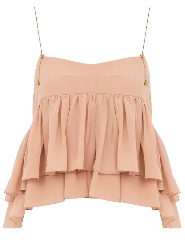 Chloé Ruffled Spaghetti Strap Top - No