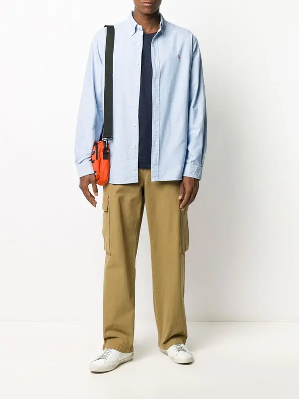 Polo Ralph Lauren Logo Embroidered Curved Hem Shirt - Blue