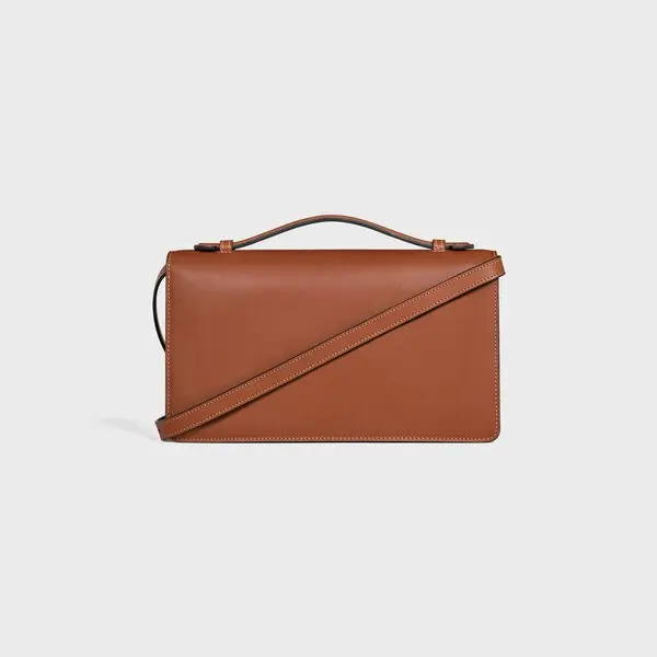 Celine Medium Triomphe Folio In Natural Calfskin - Tan