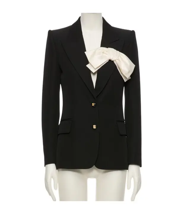 Valentino Garavani Long-sleeved Jacket With Bow Detail - Black