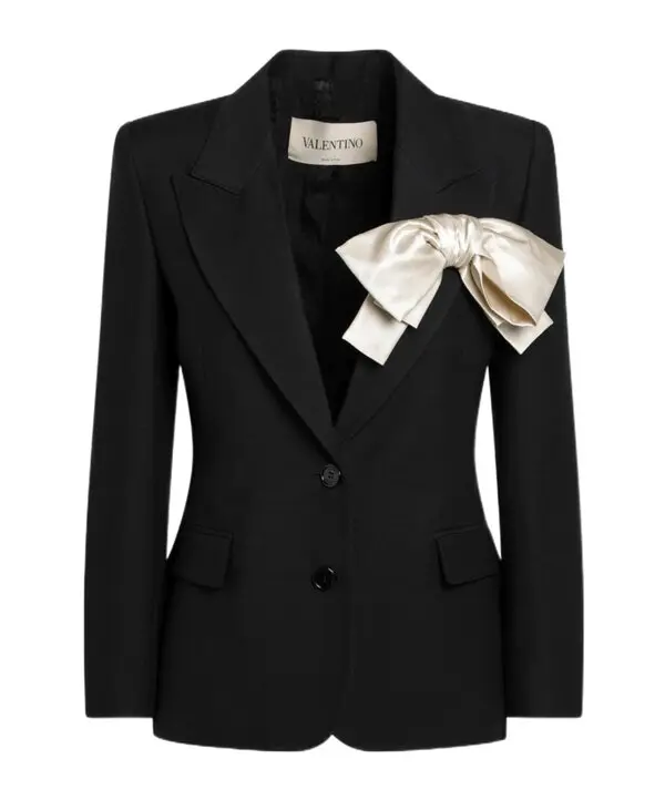 Valentino Garavani Long-sleeved Jacket With Bow Detail - Black
