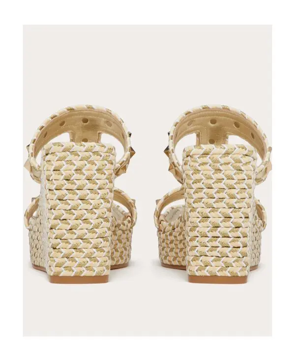 Valentino Garavani Rockstud Laminated Nappa Wedge Sandal 90 Mm