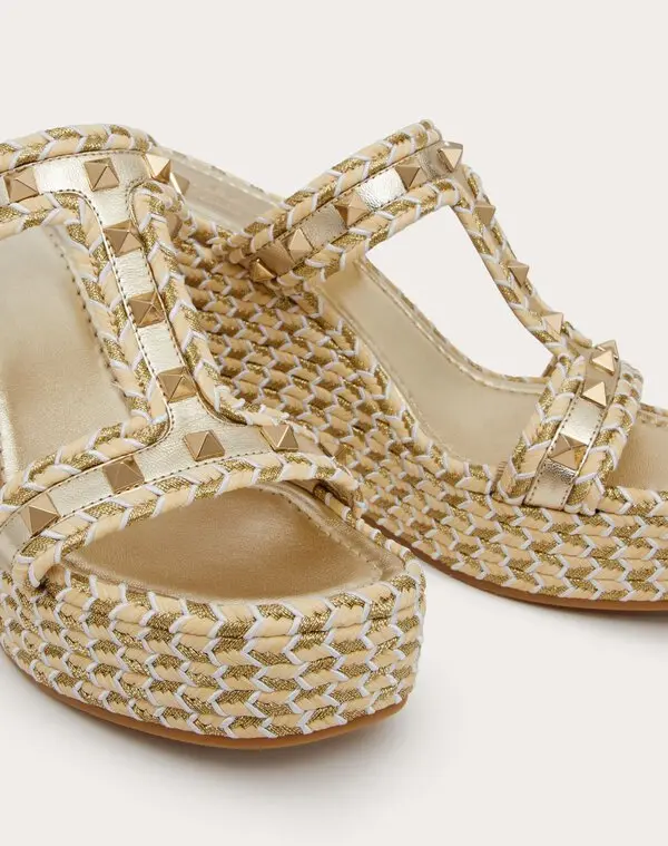 Valentino Garavani Rockstud Laminated Nappa Wedge Sandal 90 Mm