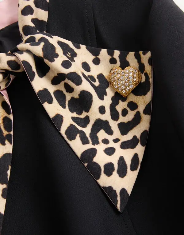 Valentino Garavani Leopard Print Collar Midi Dress