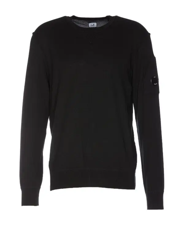 C.P. COMPANY Logo-appliqué Knitted Jumper - Black