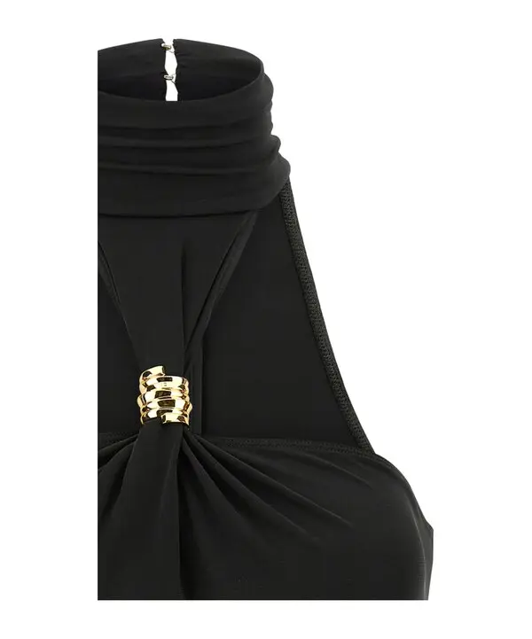 Elisabetta Franchi Embellished High-neck Bodysuit - Black