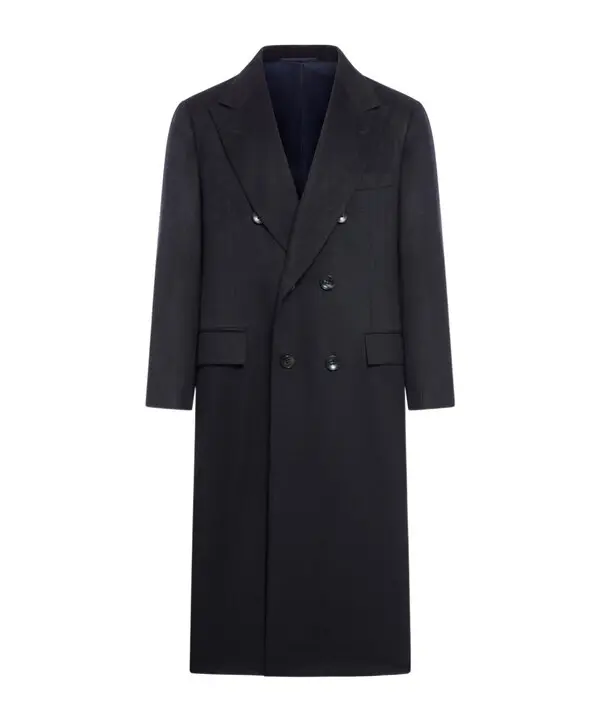 Kiton Long-sleeved Double-breasted Coat - Blue
