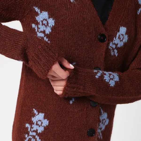 JIL SANDER Long-sleeved Cardigan With Floral Inlay