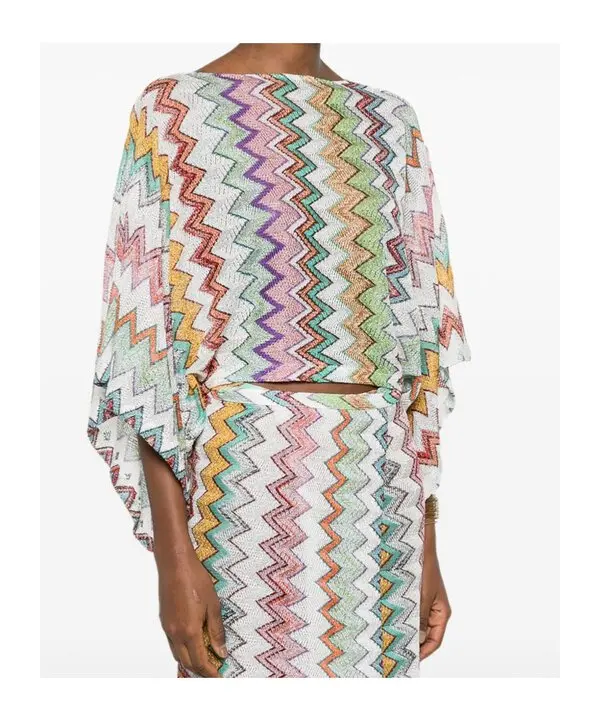 Missoni Short Sleeve Zigzag Pattern Blouse - Multicolor