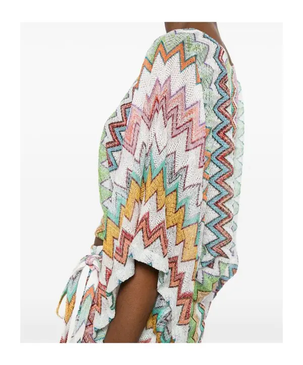Missoni Short Sleeve Zigzag Pattern Blouse - Multicolor