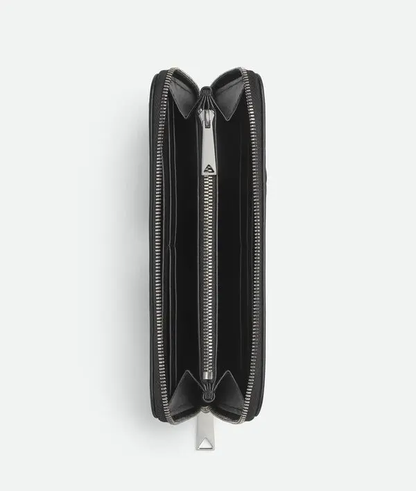 Bottega Veneta Intrecciato Zip Around Wallet - Black