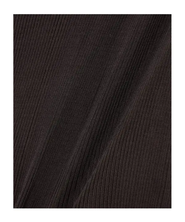 Saint Laurent Ribbed Lace Trim V-neck Tank Top - Ebony