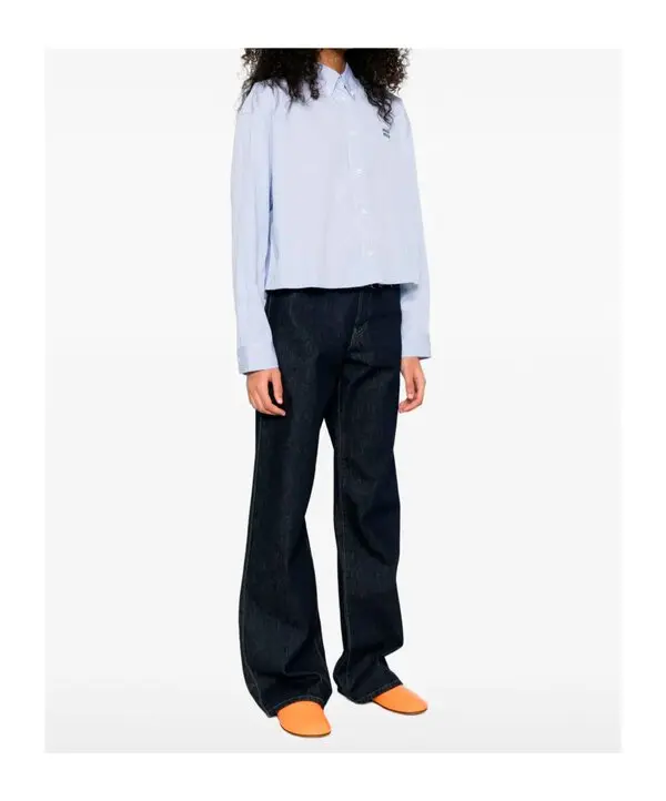 Miu Miu Striped Logo Embroidered Shirt - No