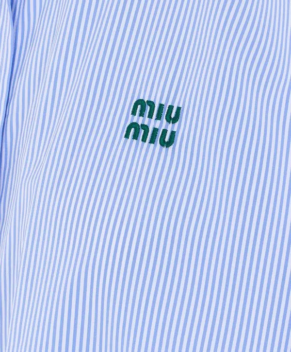 Miu Miu Striped Logo Embroidered Shirt - No