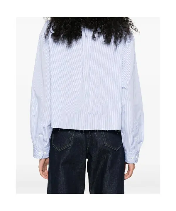 Miu Miu Striped Logo Embroidered Shirt - No