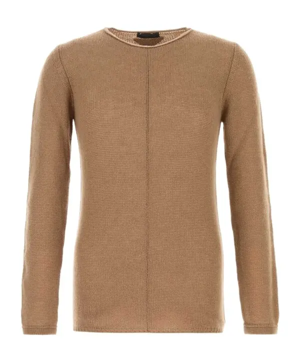 Prada Long-sleeve Crewneck Knit Sweater - Camel Brown
