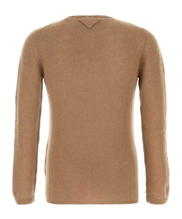 Prada Long-sleeve Crewneck Knit Sweater - Camel Brown