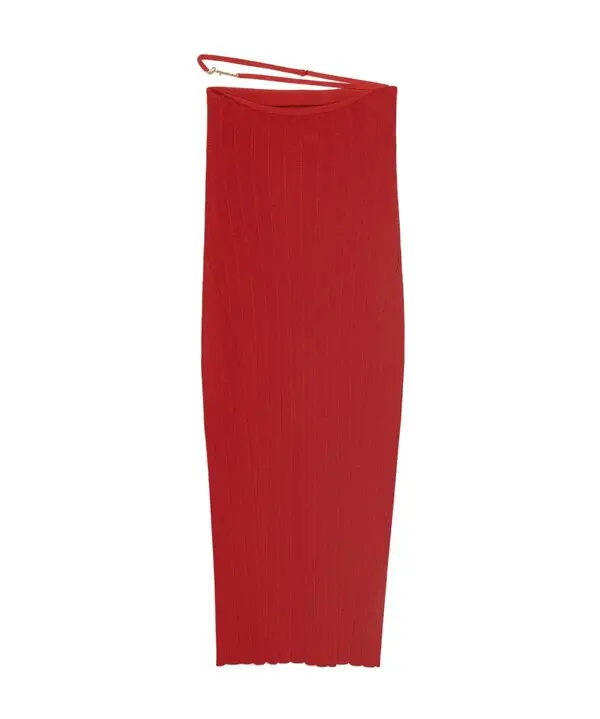 Jacquemus Ribbed Midi Skirt - Red