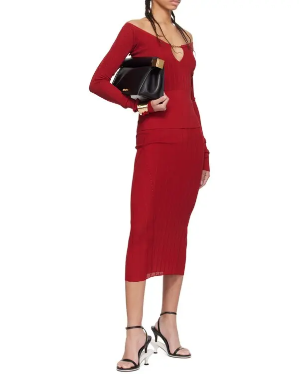 Jacquemus Ribbed Midi Skirt - Red