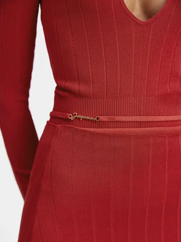 Jacquemus Ribbed Midi Skirt - Red