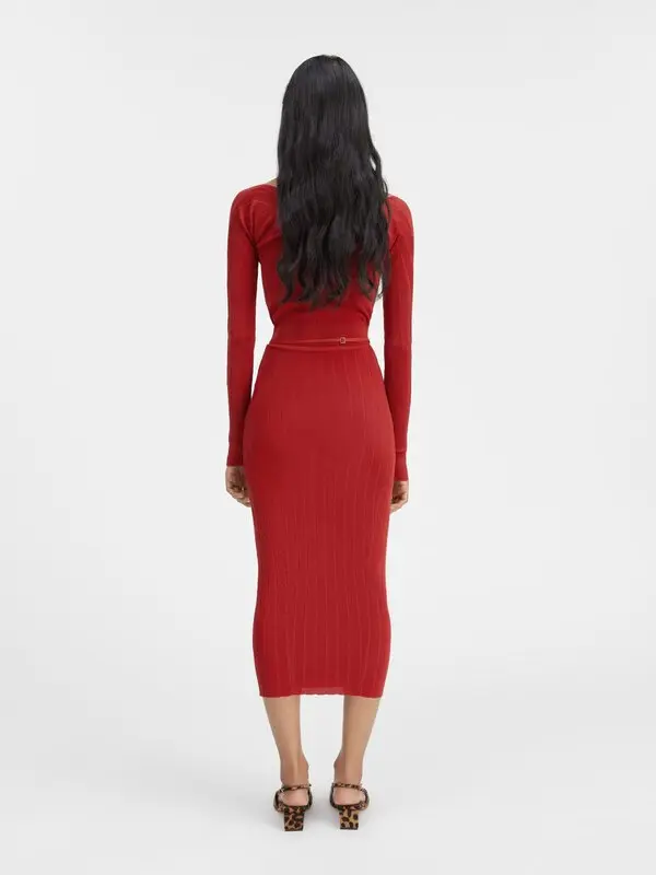 Jacquemus Ribbed Midi Skirt - Red