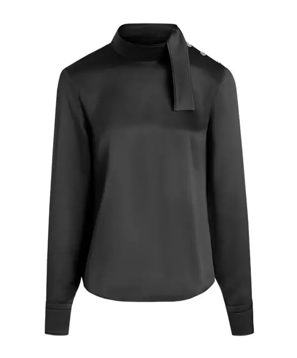 PATOU High Neck Scarf Detail Blouse - Black