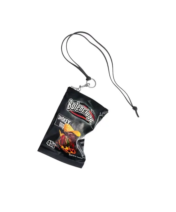 Balenciaga Chips Phone Holder Pouch - Black