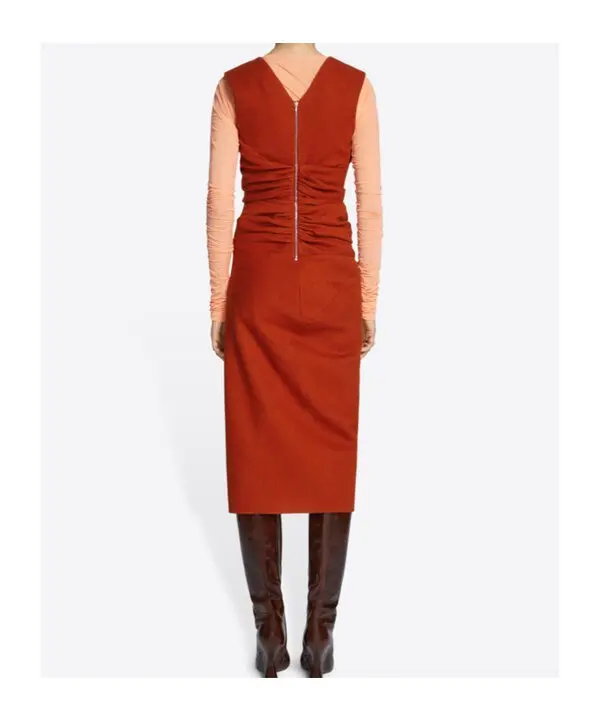 Dries Van Noten Sleeveless Plunge V-neck Draped Midi Dress