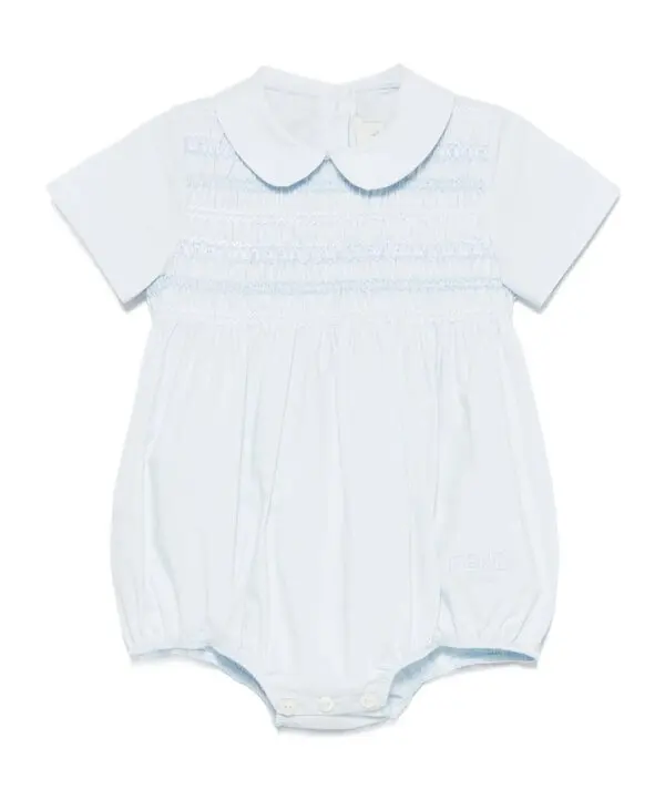 Fendi Embroidered Logo Poplin Body With Peter Pan Collar - Blue