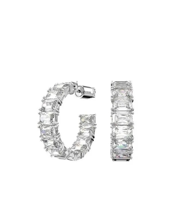 SWAROVSKI Millenia Octagonal Cut Hoop Earrings - Gray