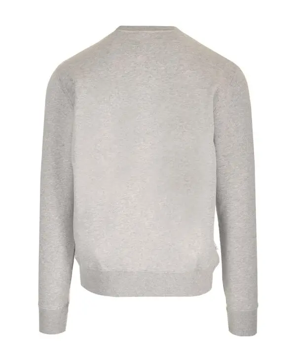 AUTRY Logo Embroidered Cotton Crewneck Sweatshirt - Gray