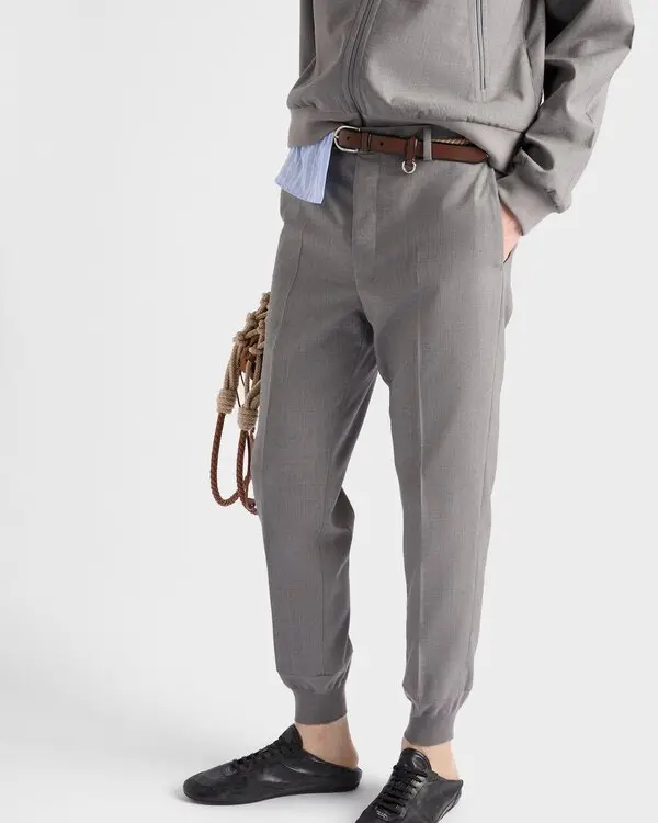 Prada Slim Fit Trousers With Ribbed Cuffs