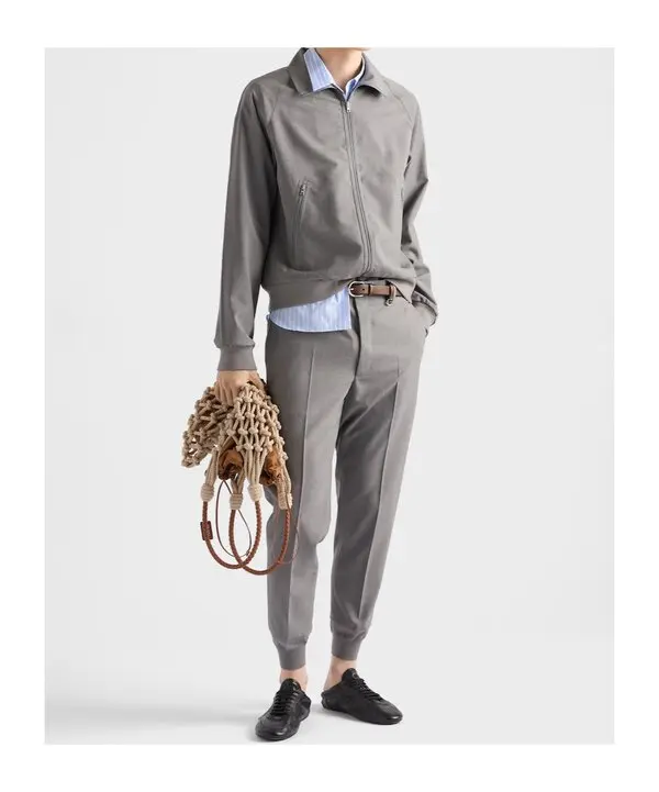Prada Slim Fit Trousers With Ribbed Cuffs