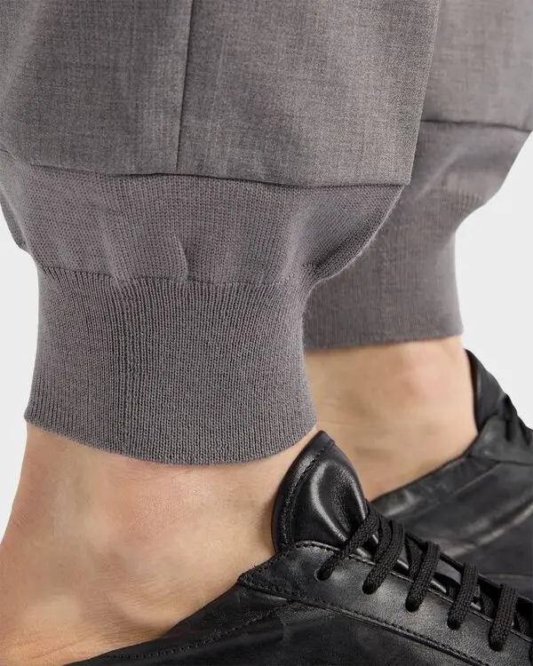 Prada Slim Fit Trousers With Ribbed Cuffs - Grey