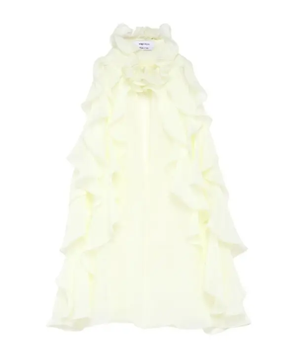 Alexander McQueen Sleeveless Ruffled High Neck Top - Cream