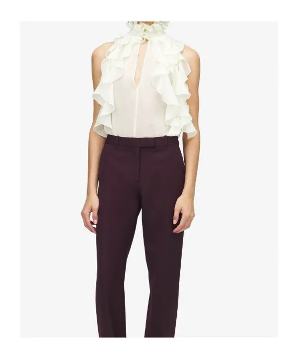 Alexander McQueen Sleeveless Ruffled High Neck Top - Cream