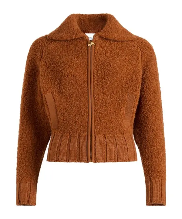 PATOU Bouclé Zip-front Jacket - Brown