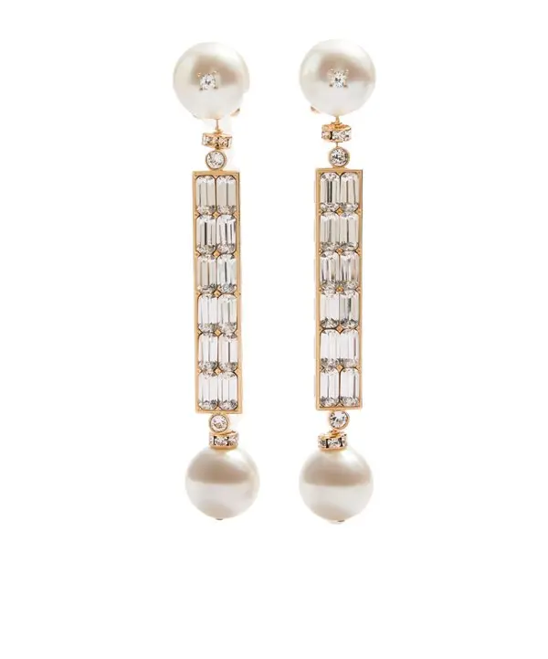 Valentino Garavani San Fin Metal Earrings With Swarovski Crystals And Pearls - Gold/cream/crystal