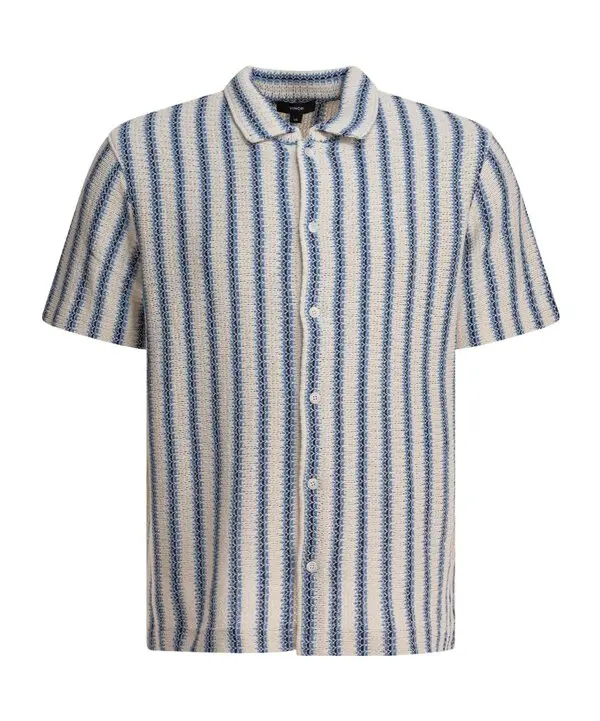 Vince Striped Short Sleeve Polo Shirt - Nude