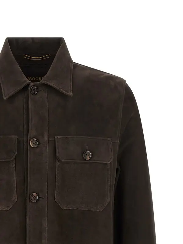 MOORER Klaus Leather Overshirt - Black