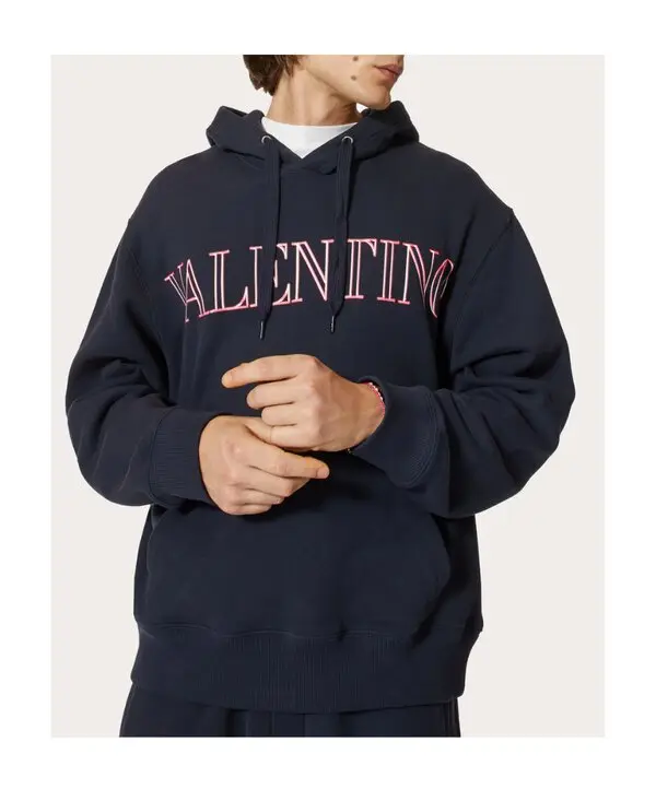 Valentino Garavani Logo Printed Drawstring Hoodie
