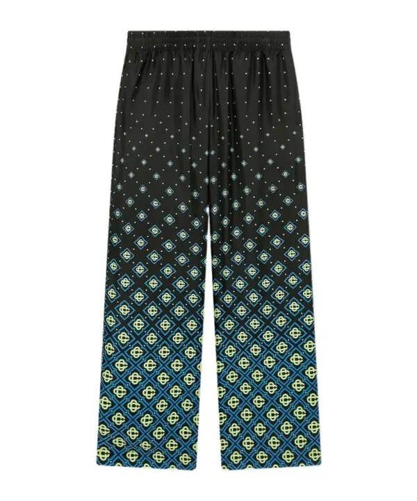 Casablanca Monogram Silk Trousers - Black