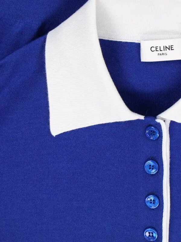 Celine Polo Sweater In Fine Cashmere Silk - Dark Blue