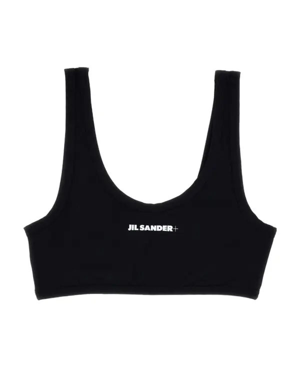 JIL SANDER Logo-printed Scoop Neck Bikini Top - Black