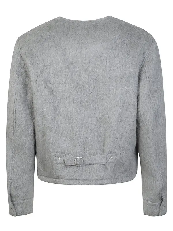 Kenzo Collarless Jacket In Hairy Wool Alpaca And Mohair