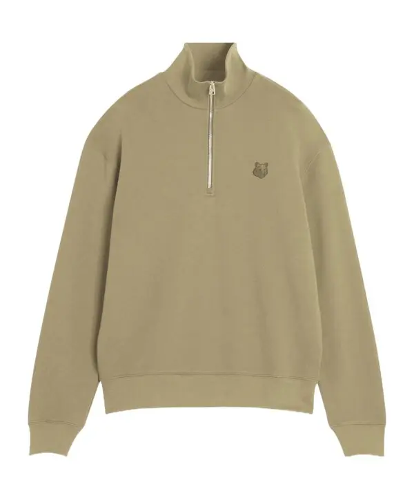Maison Kitsuné Half Zip Sweatshirt With Embroidered Fox Head
