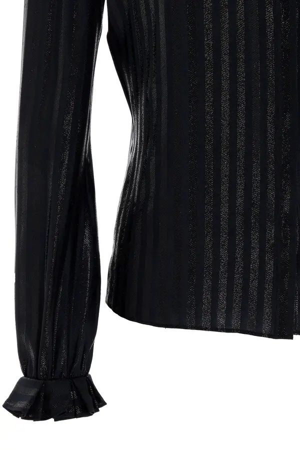 Saint Laurent Ruffle-collar Striped Shirt