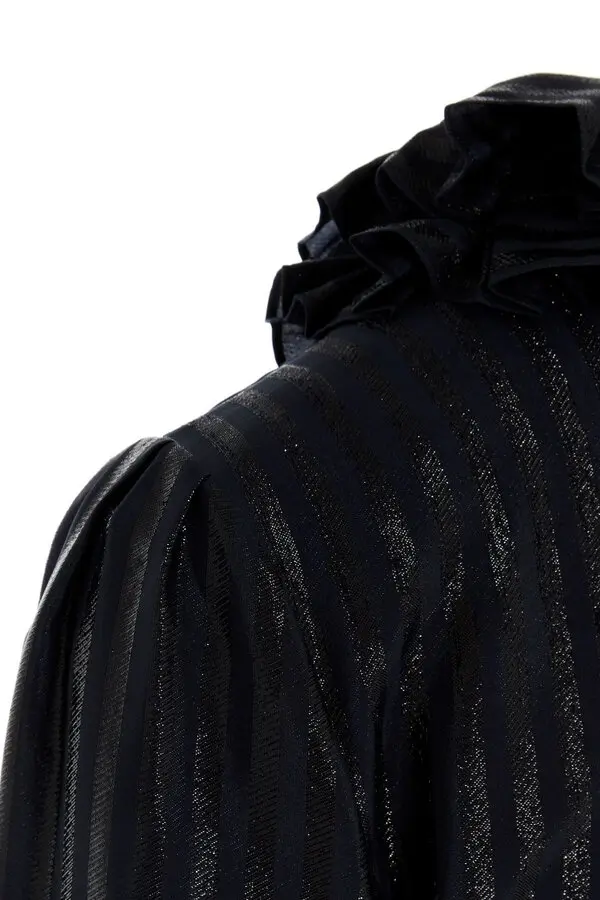 Saint Laurent Ruffle-collar Striped Shirt