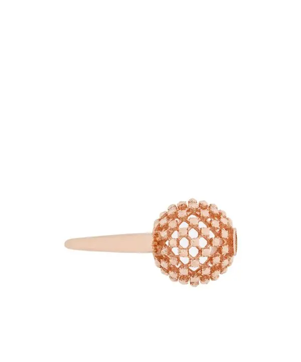 Dior Rose Gold Tone Engraved Logo Ring - Yellow